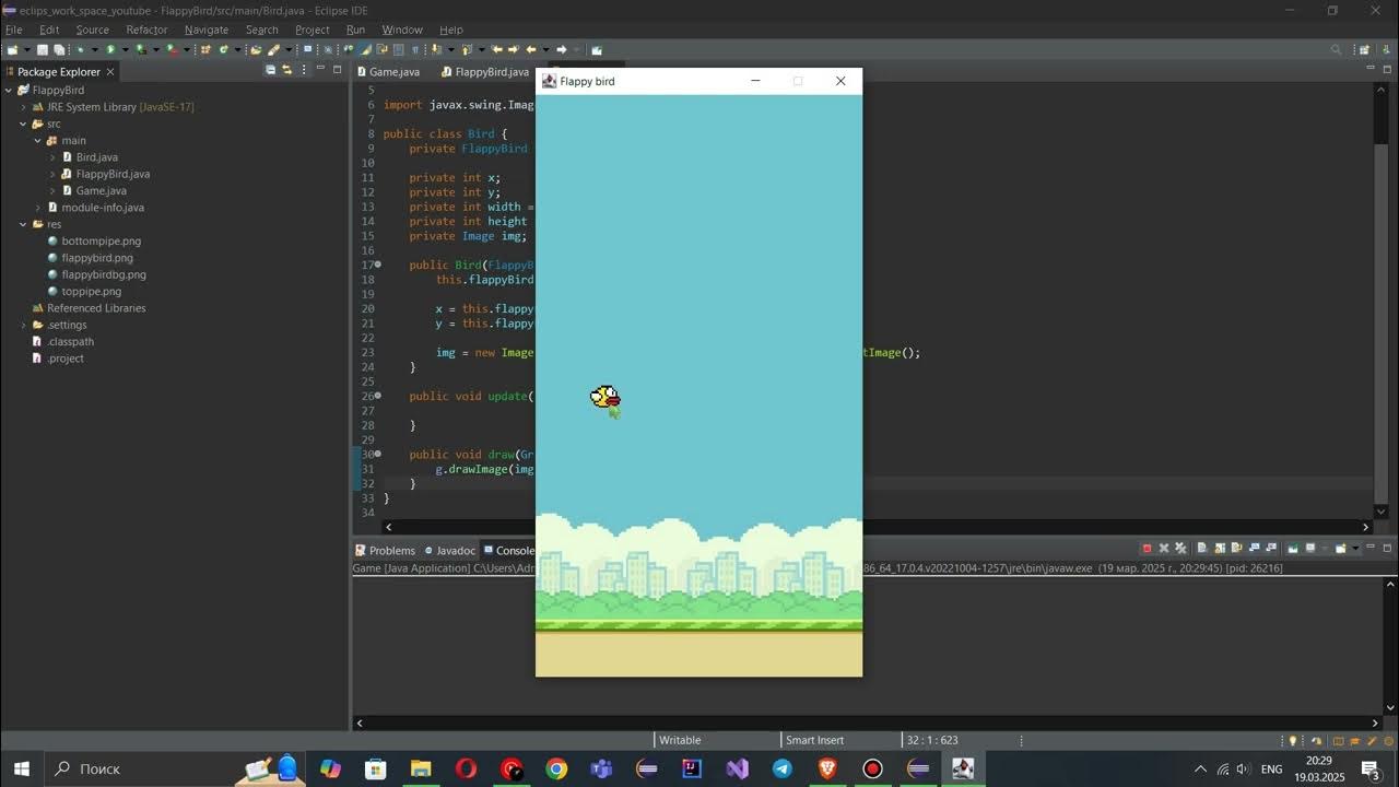 Flappy bird java 1 hour - YouTube