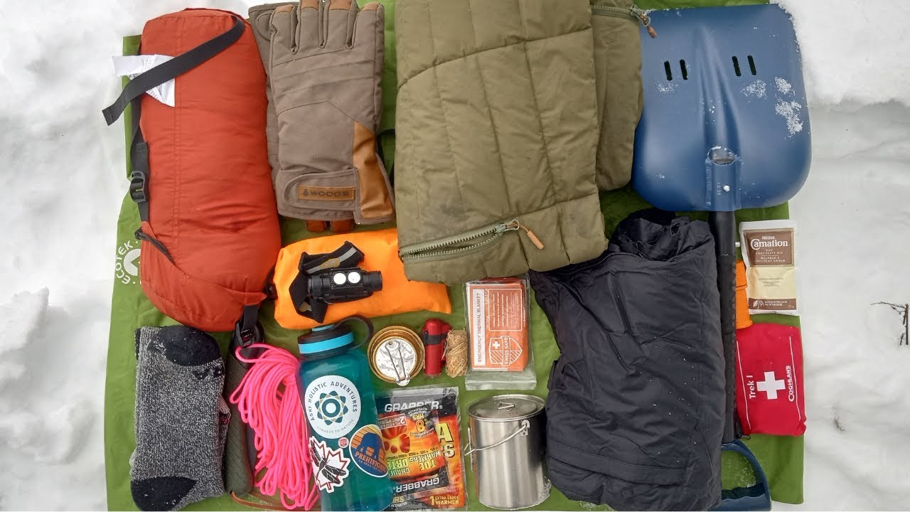 24 Hour Deep Snow Survival Kit. What I pack on a showshoe trip. - YouTube