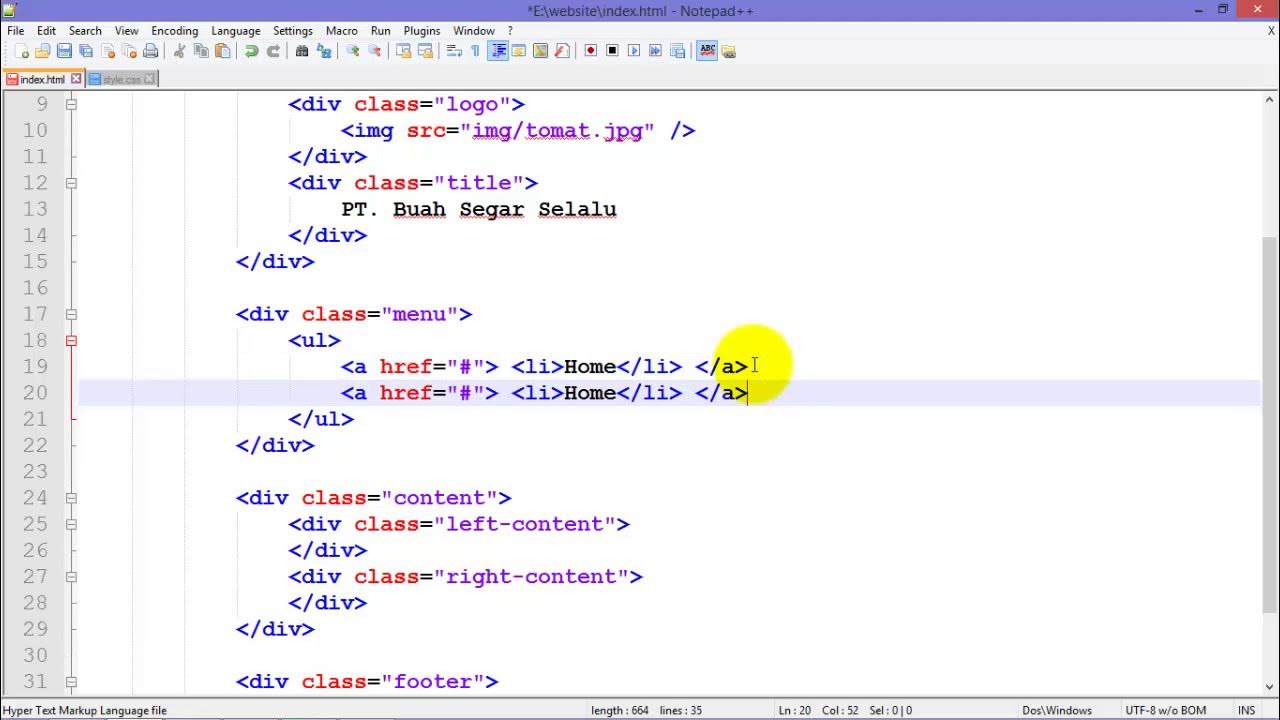 Tutorial membuat website dengan HTML dan CSS part 2 - YouTube