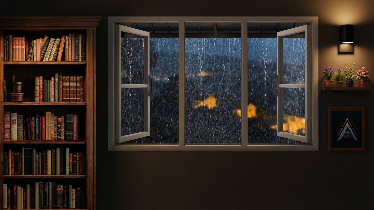 No Ads, Deep Sleep in the Study: Rain Outside Open Window 🌧️ 12 Hours ...