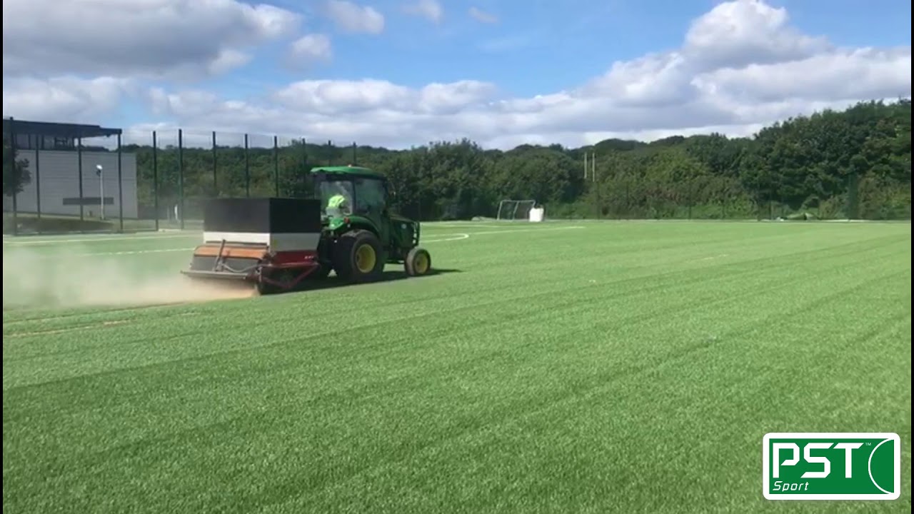 Sand infill for astroturf pitch at Cappagh Park - YouTube