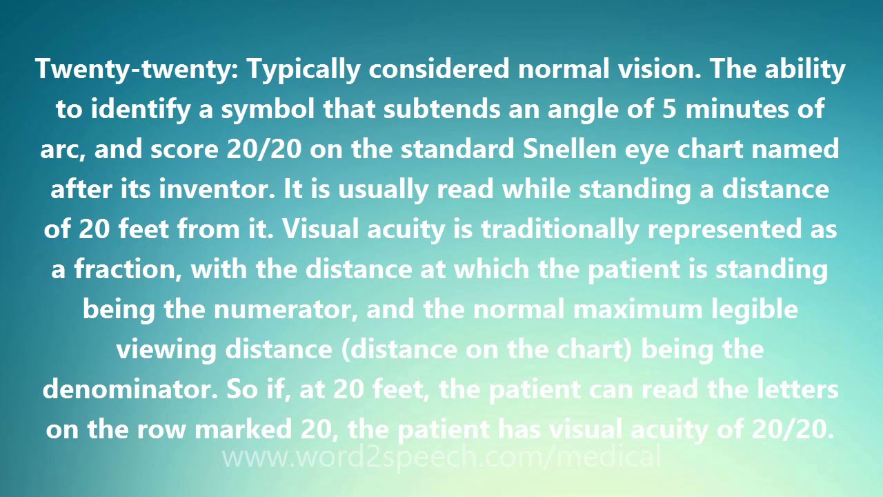 Twenty-twenty - Medical Meaning and Pronunciation - YouTube
