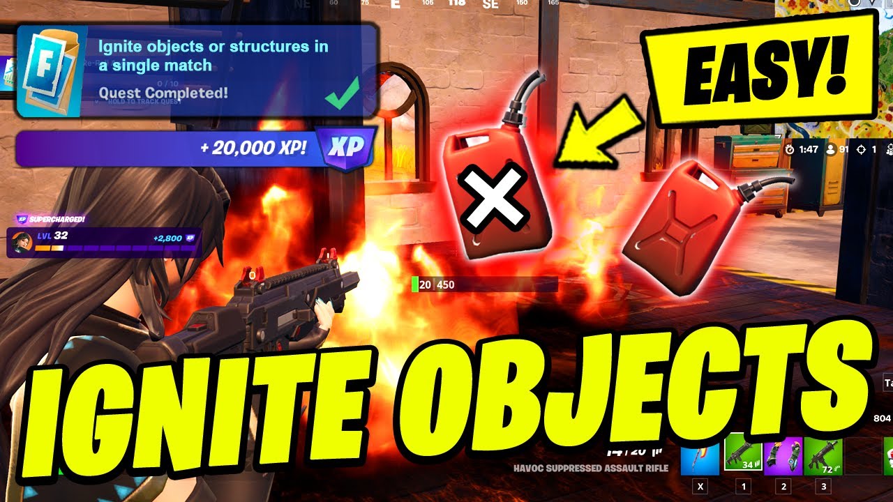 How to EASILY Ignite objects or structures in a single match - Fortnite ...