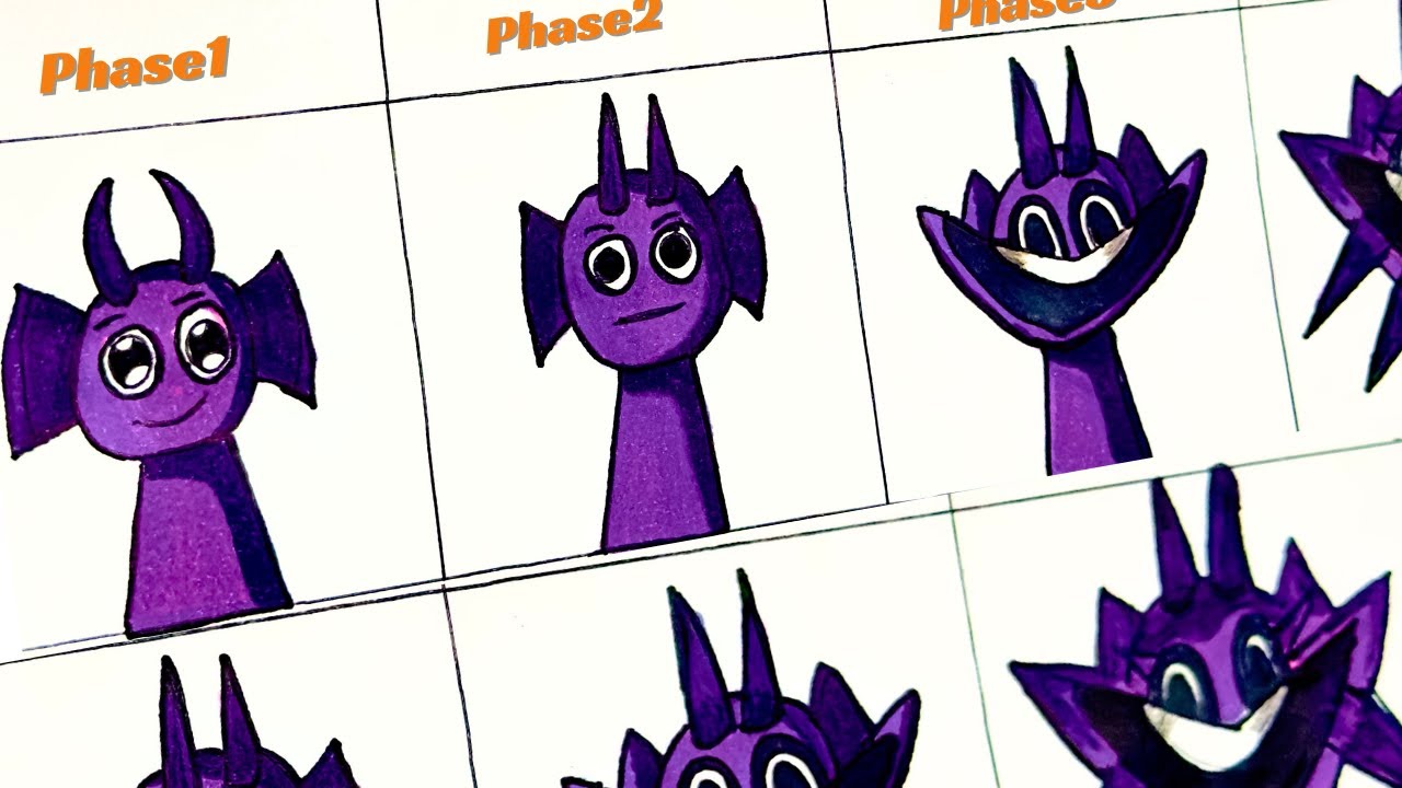 Drawing Durple Sprunki Version : Phase 1 VS Phase 2 VS Phase 3 vs Phase ...