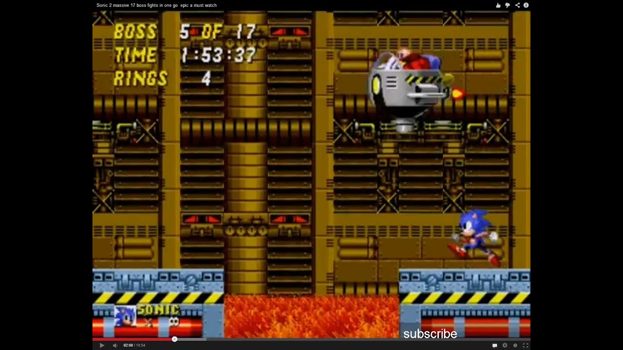 Sonic 2 massive 17 boss fights in one go epic a must watch - YouTube