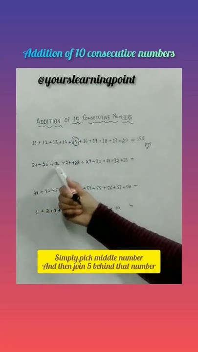 tricks | addition of 10 consecutive numbers #shorts #ytshorts - YouTube