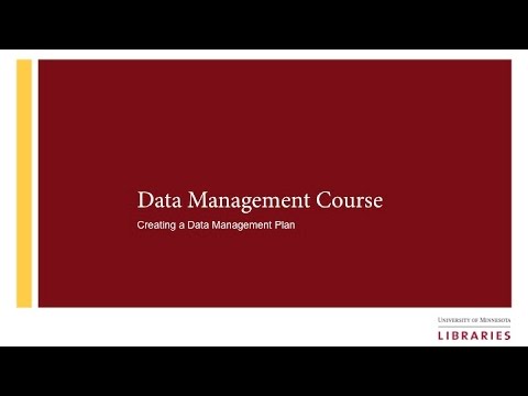 Tutorial: Data Management Course: Creating a Data Management Plan - YouTube