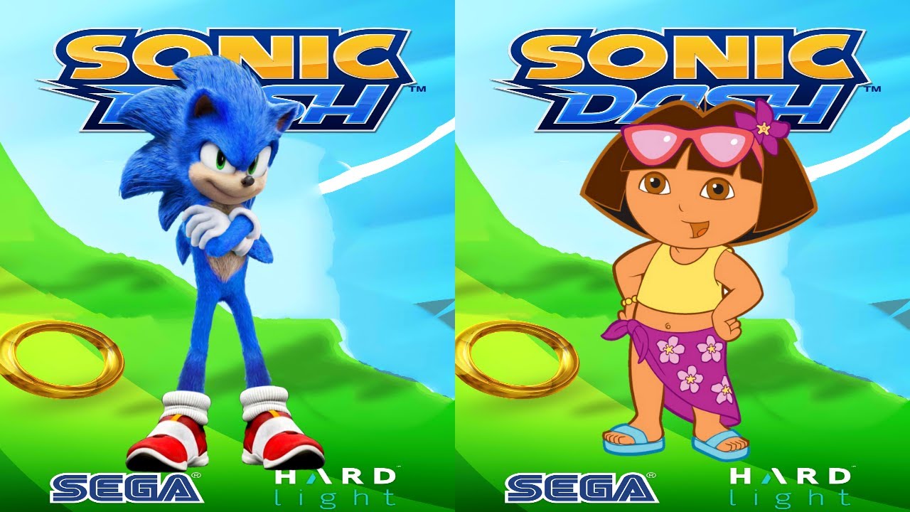 Sonic Dash vs Dora the Explorer Run - Movie Sonic vs All Bosses Eggman Zazz All Characters ...