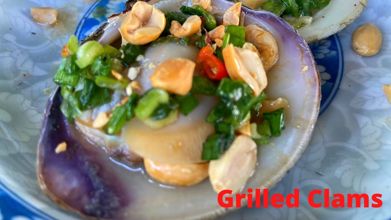 Grilled Clams with onions and peanut - YouTube
