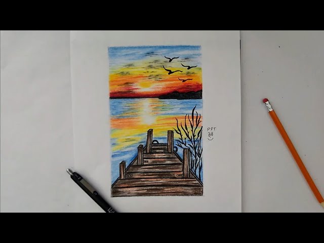 Beach Landscape Pencil Drawing