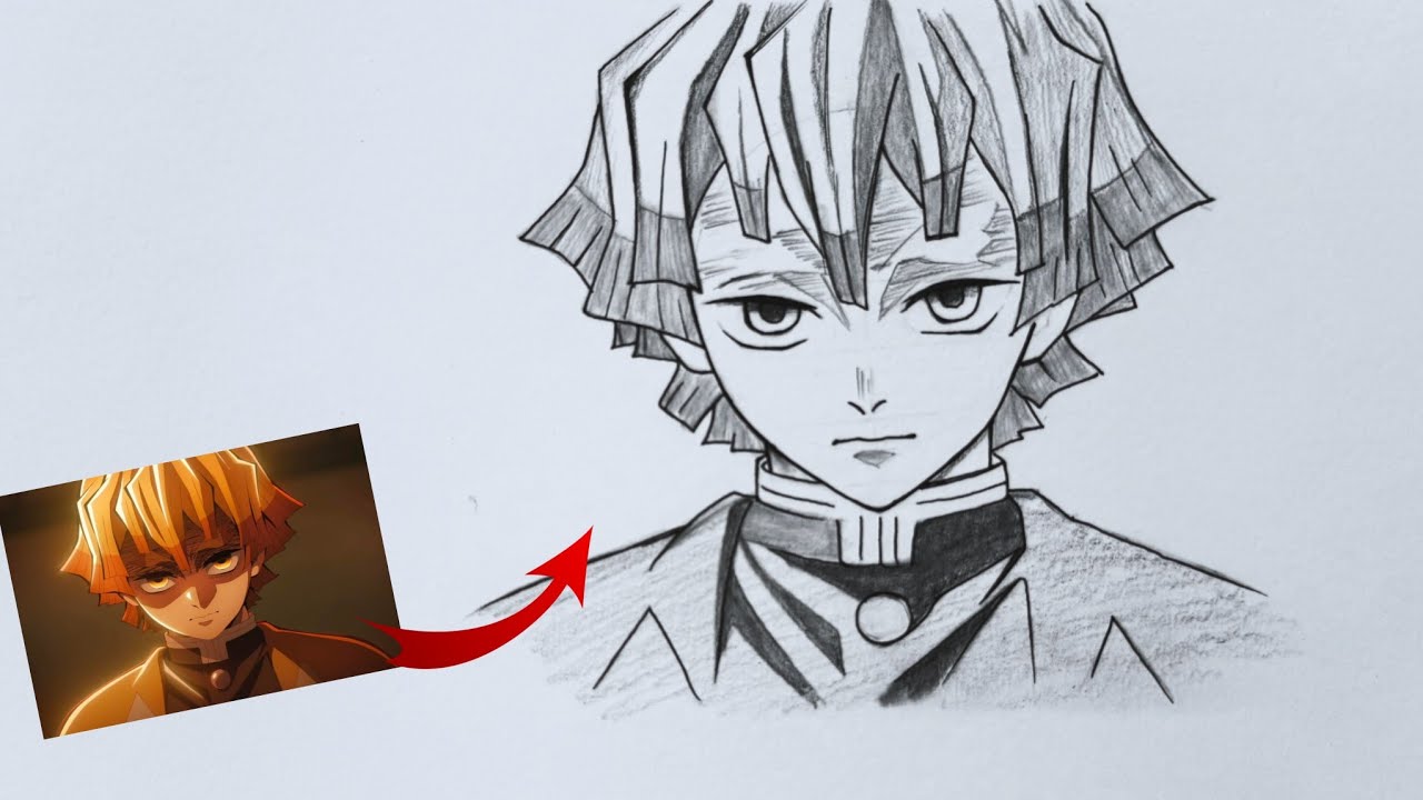 How to Draw Zenitsu Agatsuma Step by Step | Demon Slayer Infinity ...