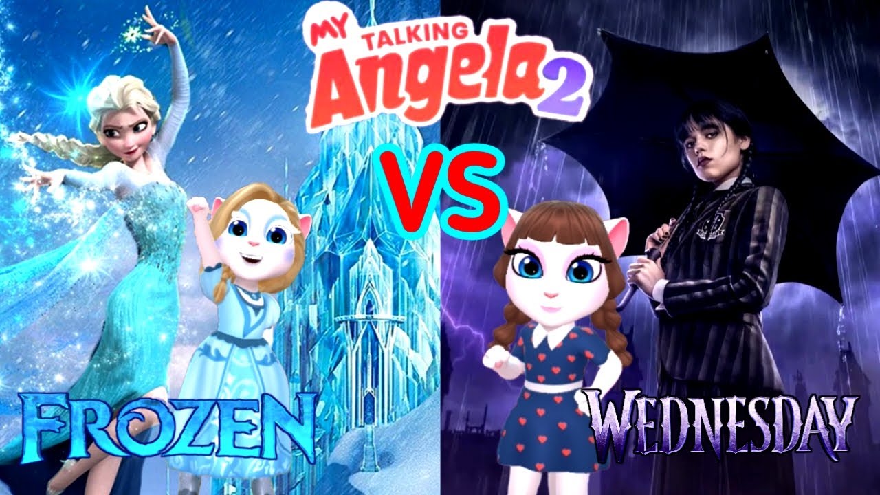 My Talking Angela 2, Elsa - Frozen VS Wednesday, Frozen, Wednesday ...