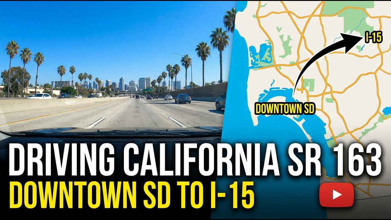 Driving on California State Route 163 from Downtown San Diego to ...