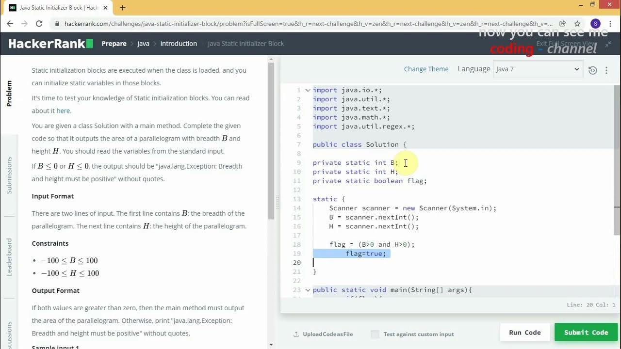 HackerRank - Java #10 - Java Static Initializer Block (My Third Star) - YouTube