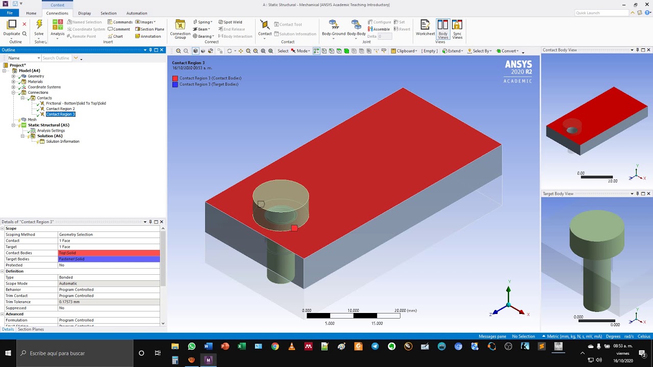 Placas con perno en ANSYS (Parte 3) - YouTube