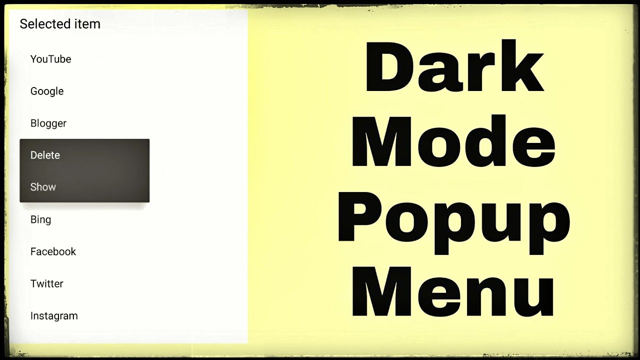 Dark mode PopupMenu in Sketchware - YouTube
