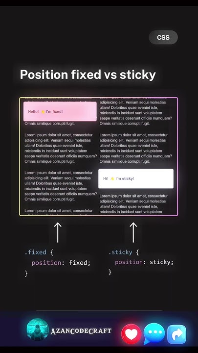 Position Fixed Vs Sticky In Css Html Coding Viralshorts Shorts Trending Javascript Youtube