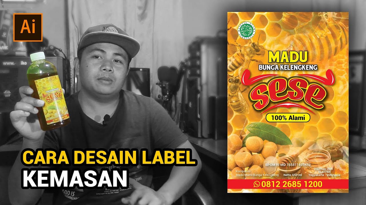 Cara Membuat Desain Label Kemasan Madu Bunga Kelengkeng - YouTube