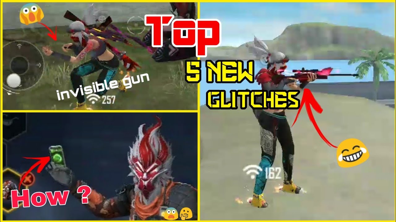 Free Fire : Top 5 New Glitches || invisible gun😱😂 Trick && AWM glitch ...