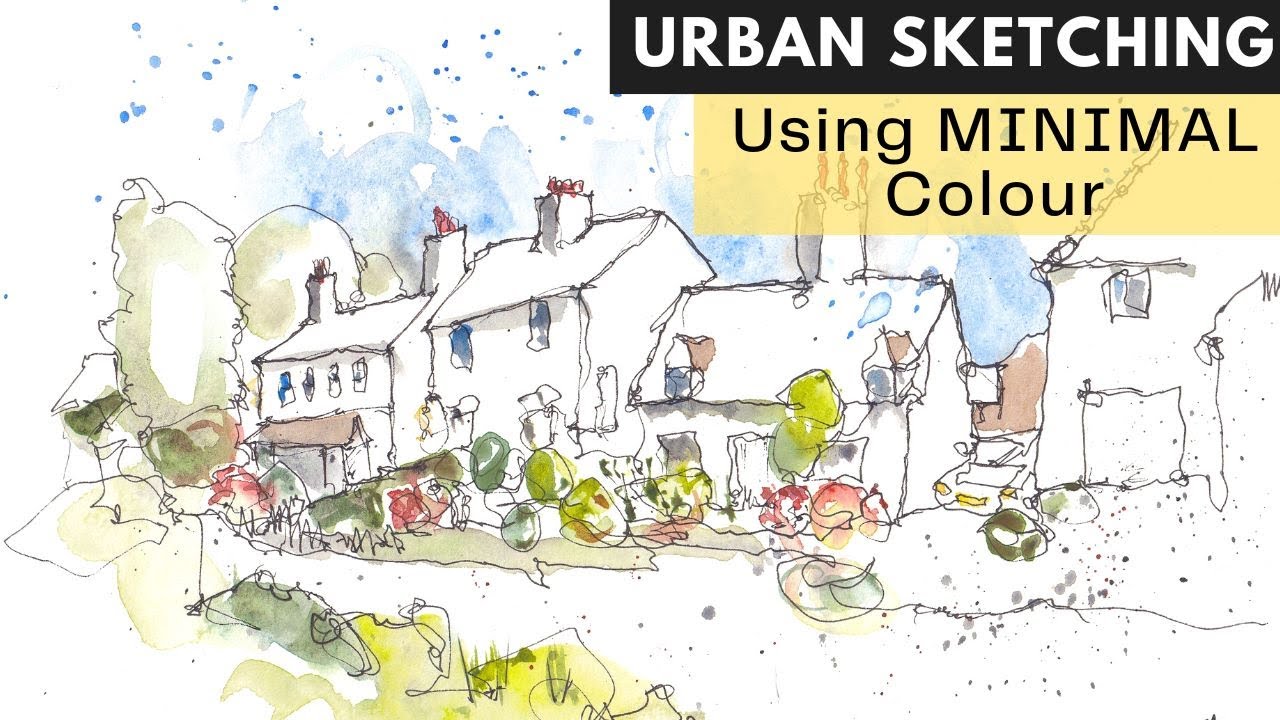 How to Sketch on Location - Watercolour and Ink - Use MINIMAL Colour ...