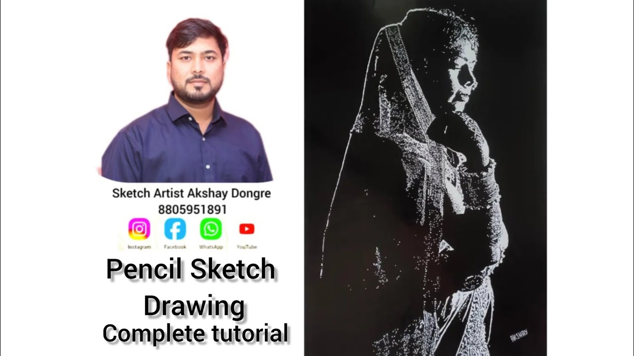 Complete Pencil Sketch Drawing | Drawing Tutorial | Portrait | Kiran ...