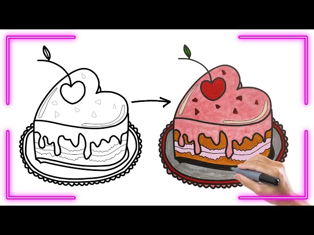 Heart Cake Coloring Pages