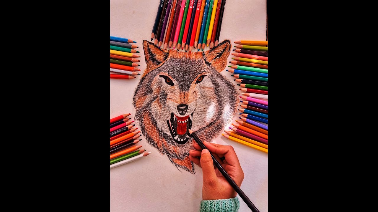 Drawing Wolf - How to draw Fur with Colored Pencils - YouTube