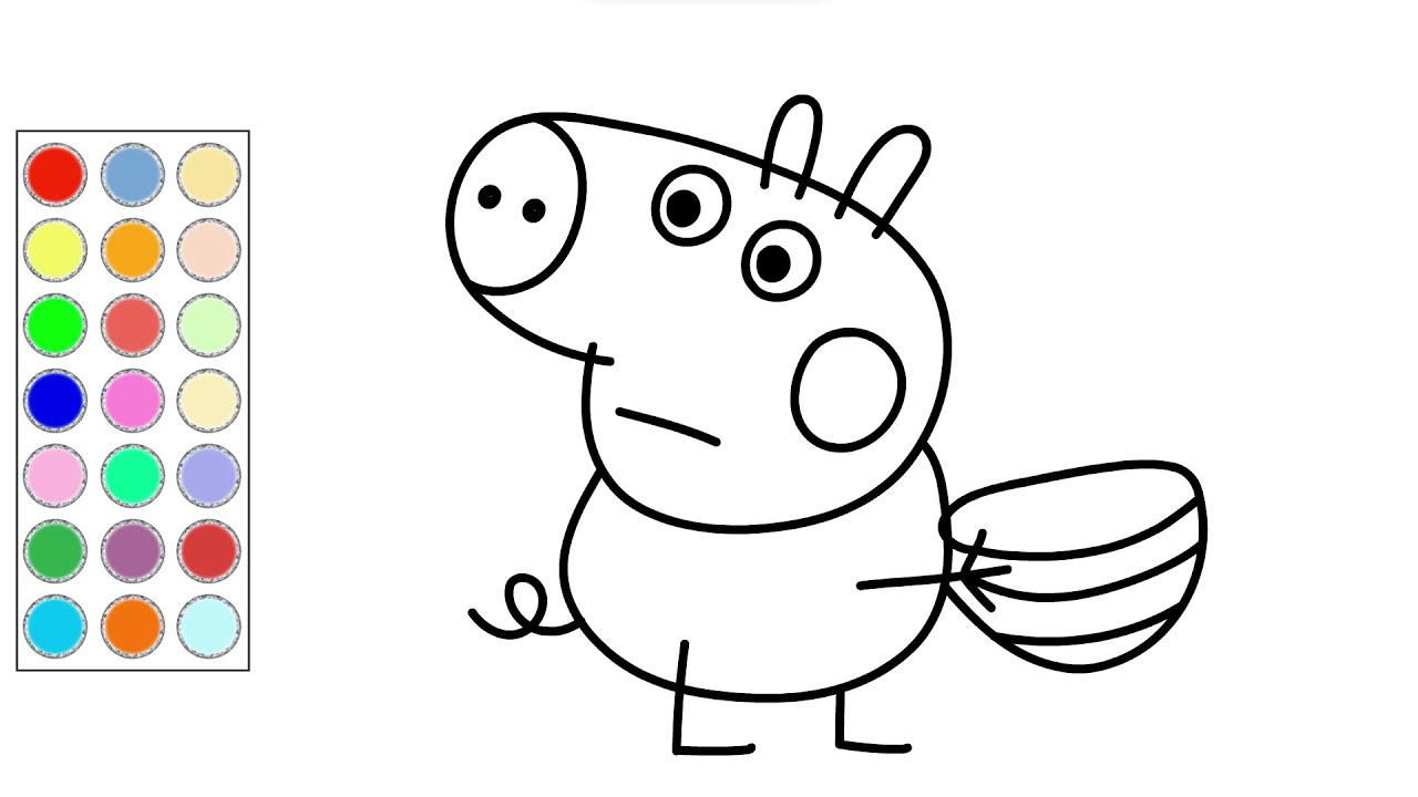 como dibujar y colorear a george cerdito, dibujos para niños - YouTube