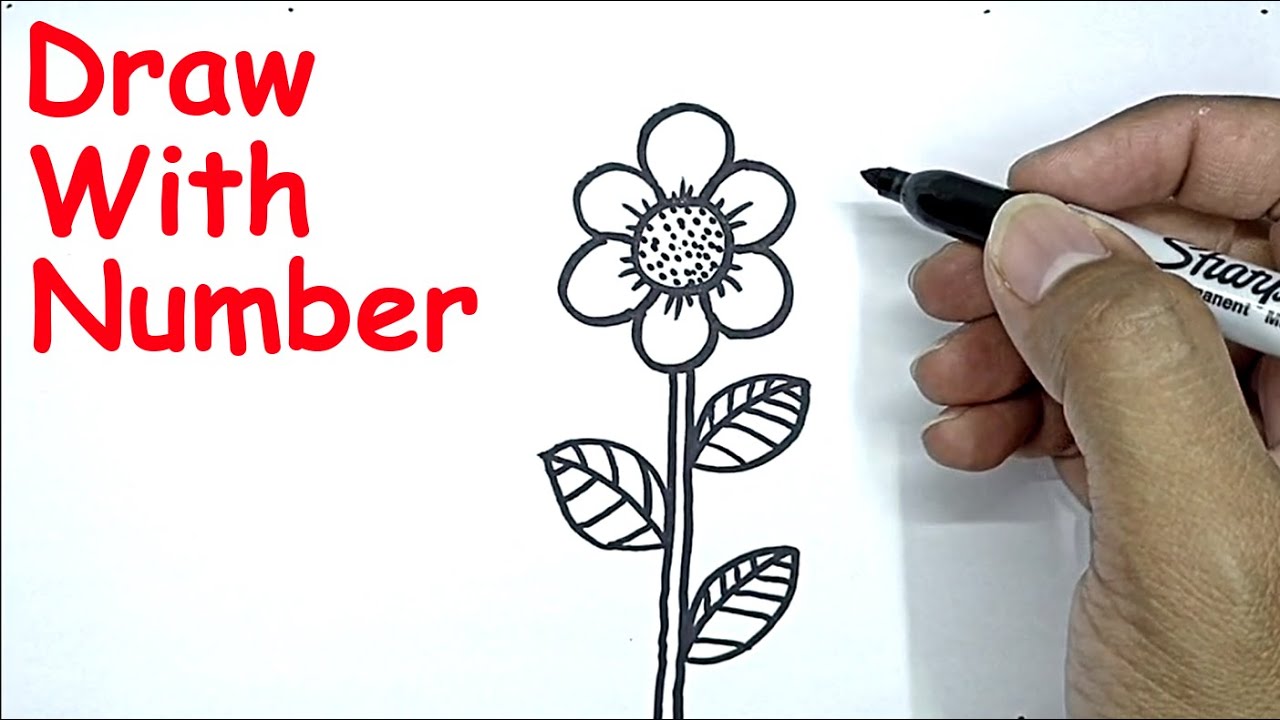 How To Draw A Flower With Number 3 | Drawing Using Number - YouTube