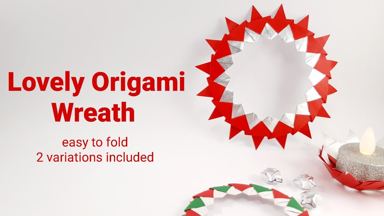 How to make a Lovely and Easy Origami Wreath with only 3 folds - YouTube