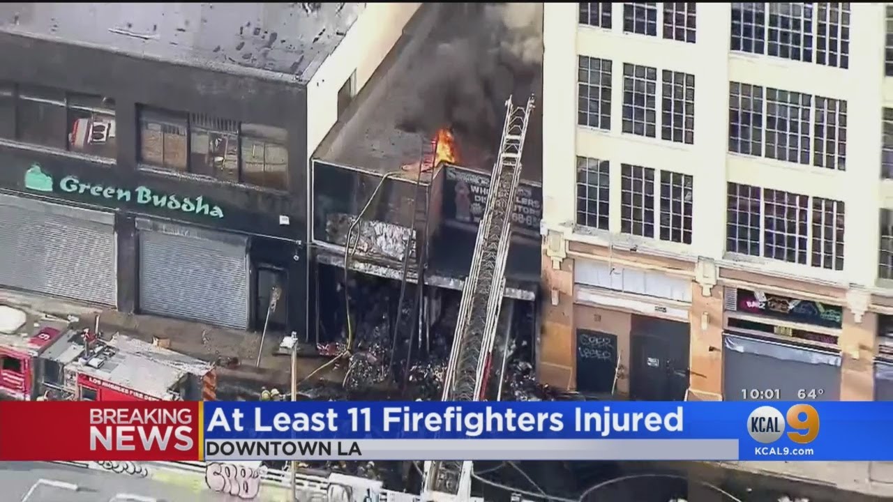 11 Firefighters Hurt After Explosion, Fire In Downtown Los Angeles ...