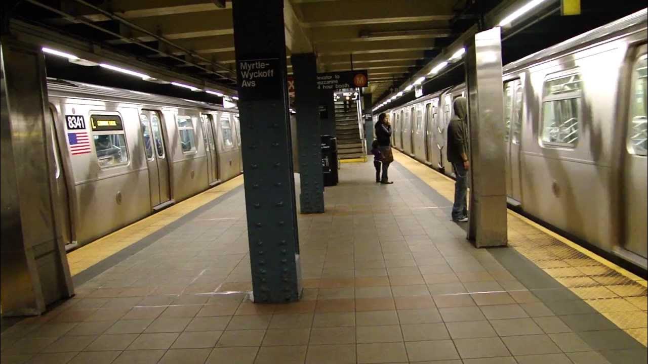 BMT: Manhattan and Canarsie Bound R143 and R160 L Trains at Myrtle-Wyckoff Avs - YouTube