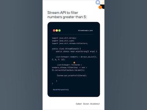 Stream API to filter numbers greater than 5 #streamapi #java8 #java #programming - YouTube