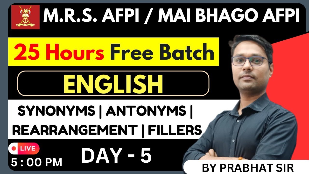 ENGLISH || AFPI_FREE BATCH || DAY 5 || BY PRABHAT SIR||#nda # ...