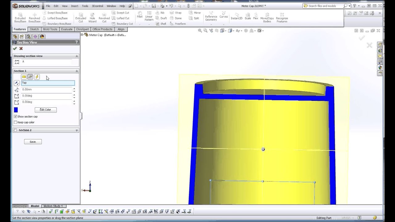 Simple Meter Assembly, Part 4, Cap, Extrude & Cut with Draft, Shell ...