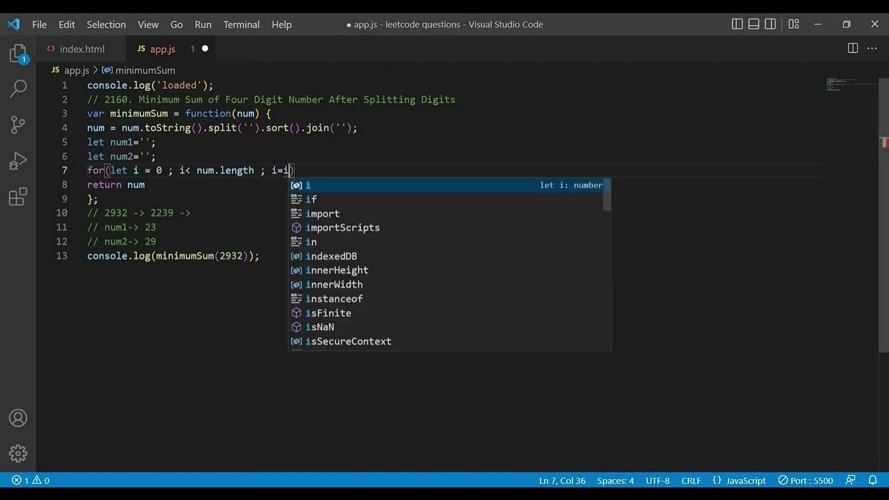 2160 Minimum Sum Of Four Digit Number After Splitting Digits Javascript Leetcode Solution