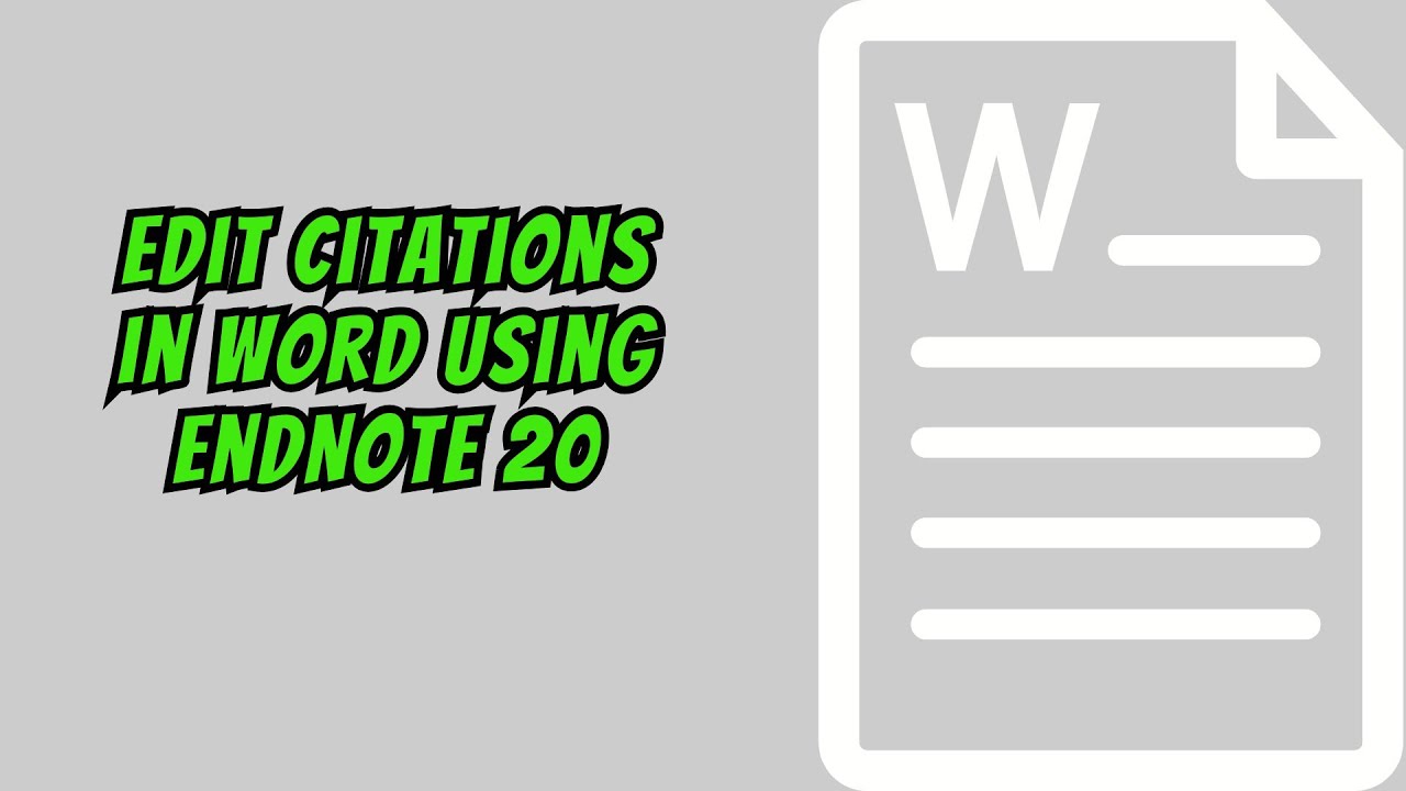 How to Edit Citations in Word with EndNote 20: Quick Guide - YouTube