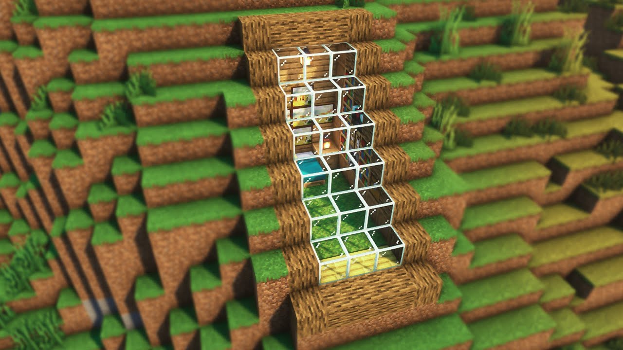 Minecraft How to Build a Mountain Sloped Survival House - YouTube