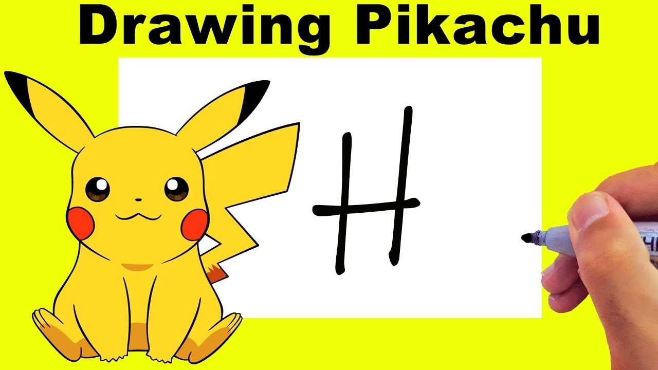 Pokemon Drawing Pikachu With Letter H Easy for Beginners - YouTube