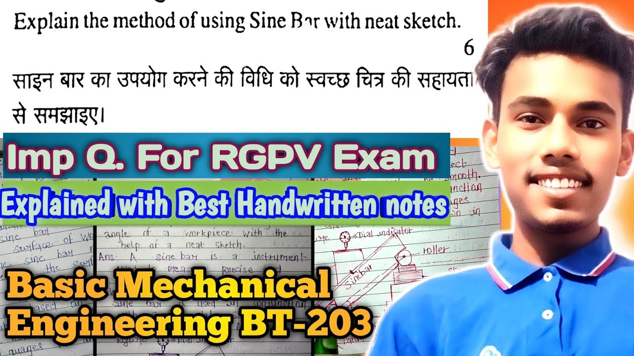 Working Principle Of Sine Bar | BME-203 | Rgpv Exam | Btech 1st year ...