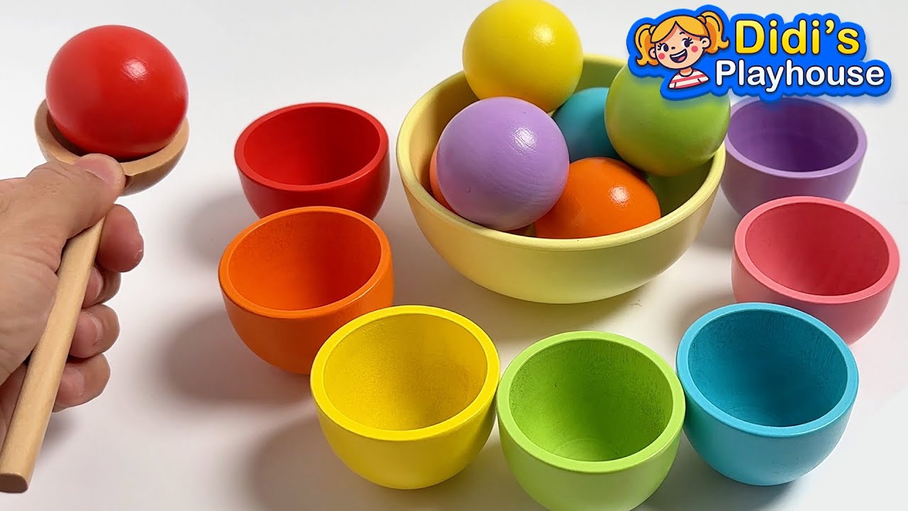Rainbow Balls and Cups for Toddlers - YouTube