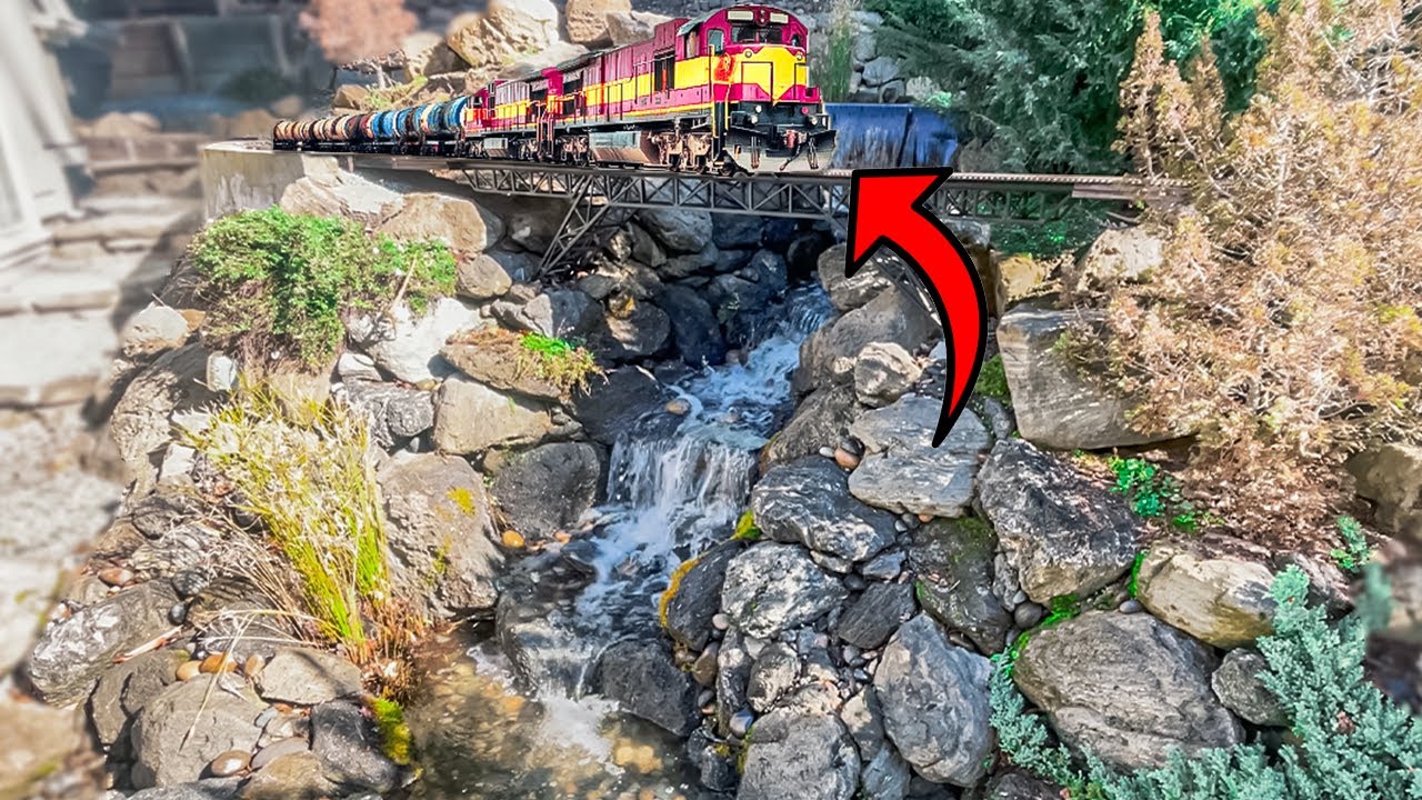 A WATERFALL WITH A TRAIN SET!! - YouTube