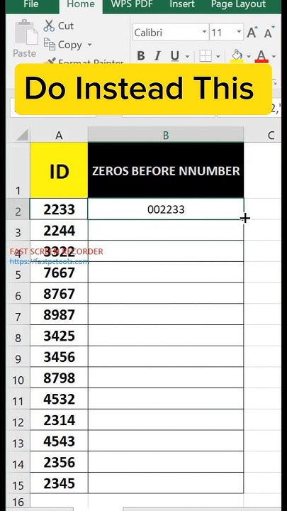 Adding Zeros Before Number In Ms Excel 🔥🔥😱shorts Excel Youtube