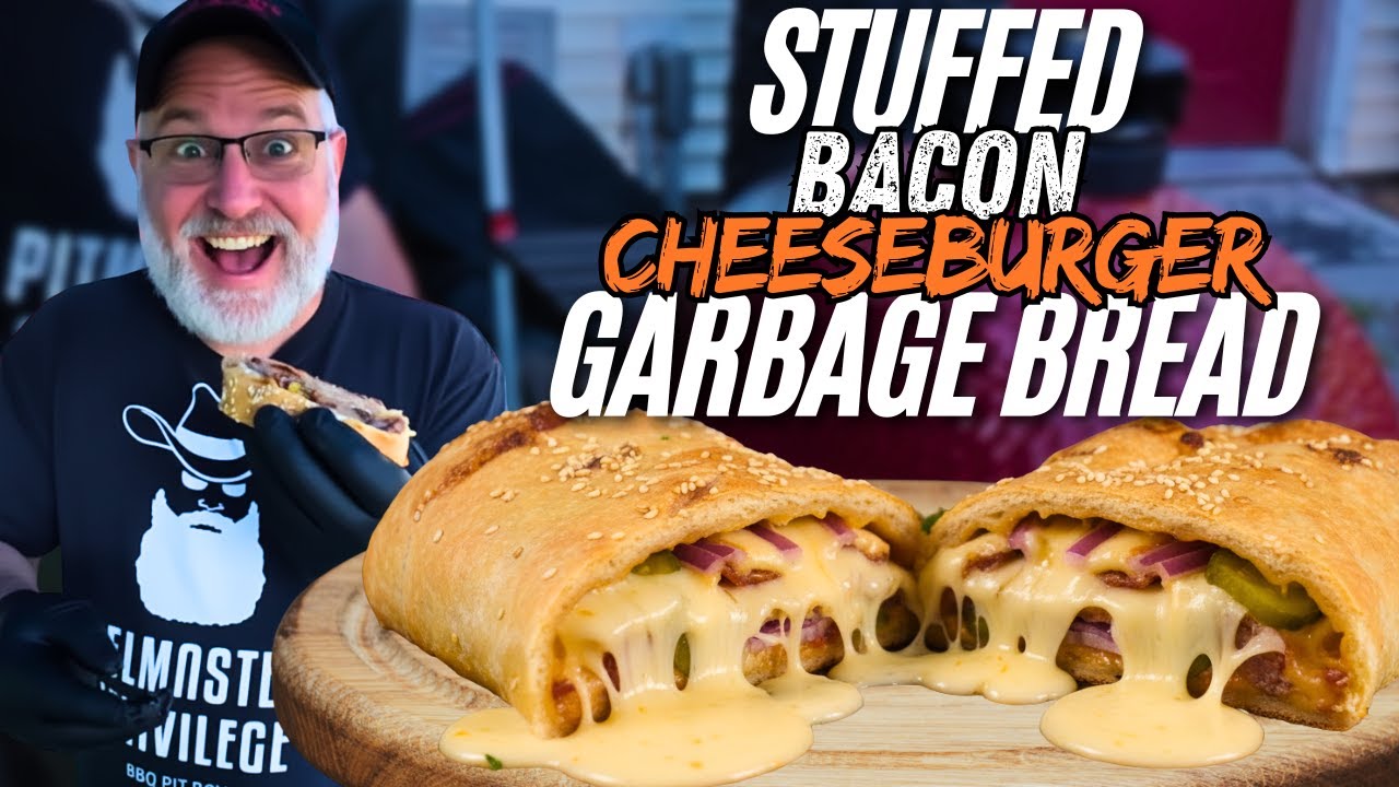 Bacon Cheeseburger Garbage Bread on the BBQ - YouTube