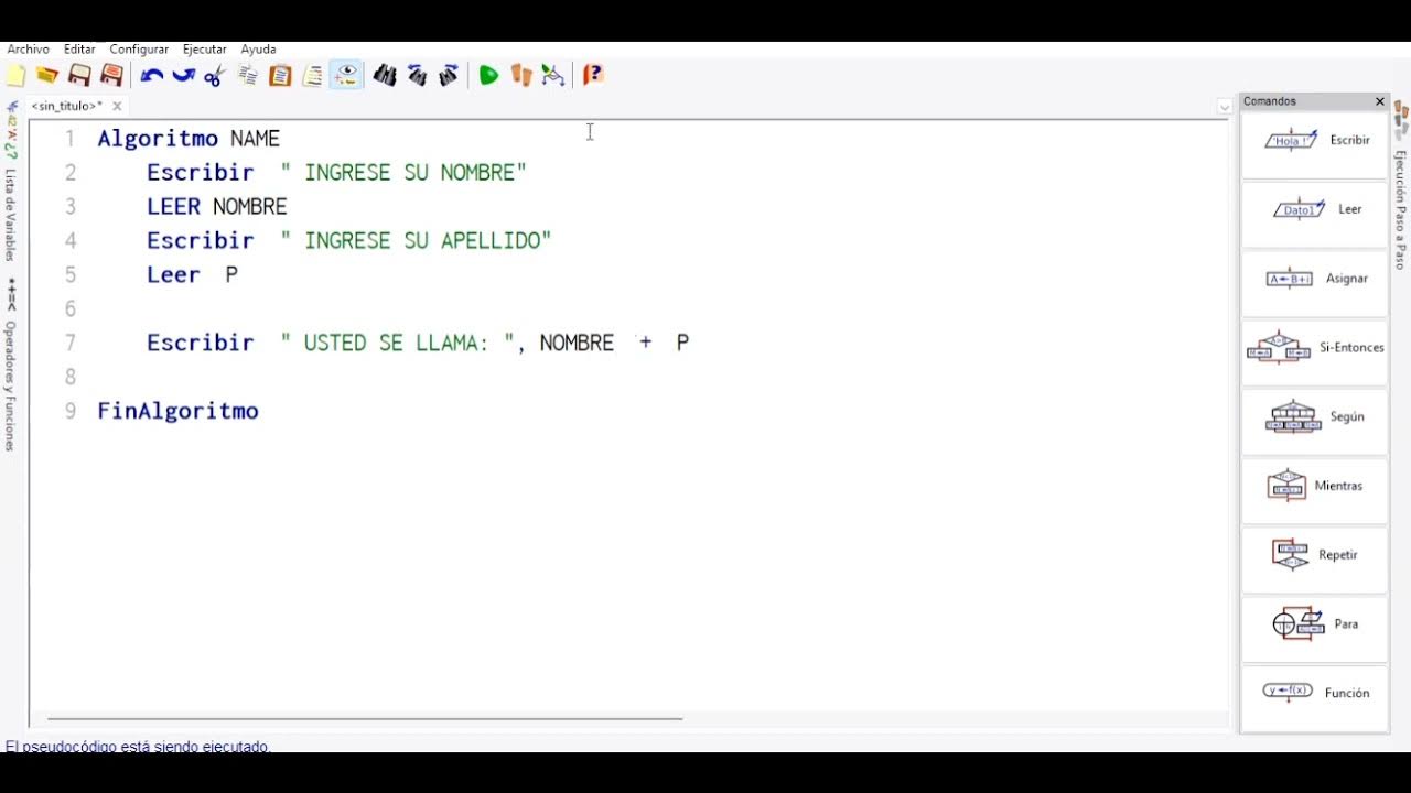 Algoritmo: NOMBRE - APELLIDO ^NAME^ 🖐🐱 Pseint 🌹 - YouTube
