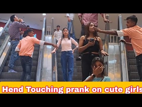 Hend Touching prank 😜 on cute girls in escalator best Reaction video ...