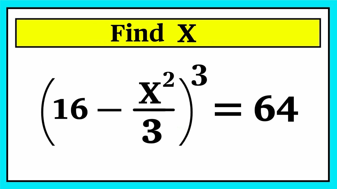 A Nice Algebra Problem l Find X - YouTube