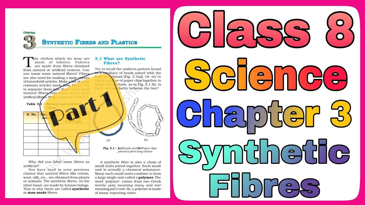 CBSE/NCERT science class 8 chapter 3[PART1] synthetic fibres and plastics:monomer,Polymer, text ...
