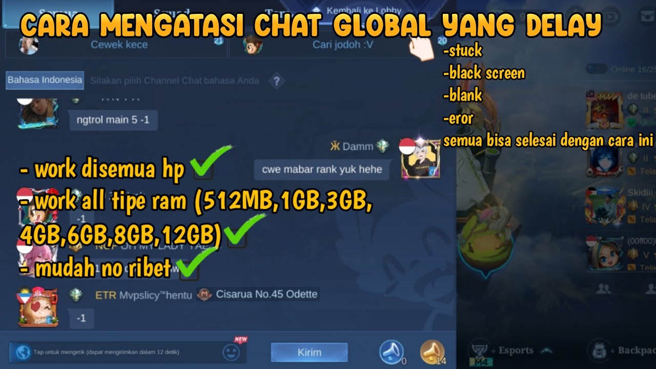 CARA MENGATASI DELAY DI CHAT GLOBAL MOBILE LEGENDS - YouTube