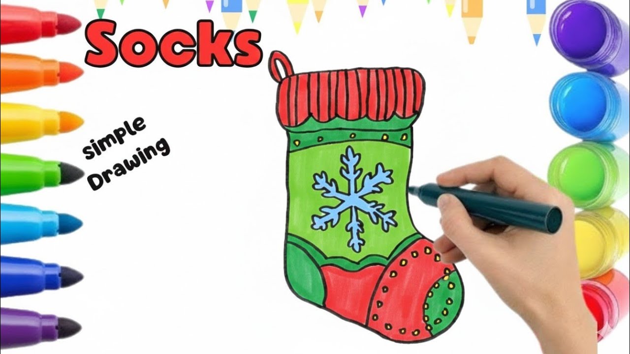 Cute Socks Drawing || Drawing, Painting & Coloring For Kids and ...